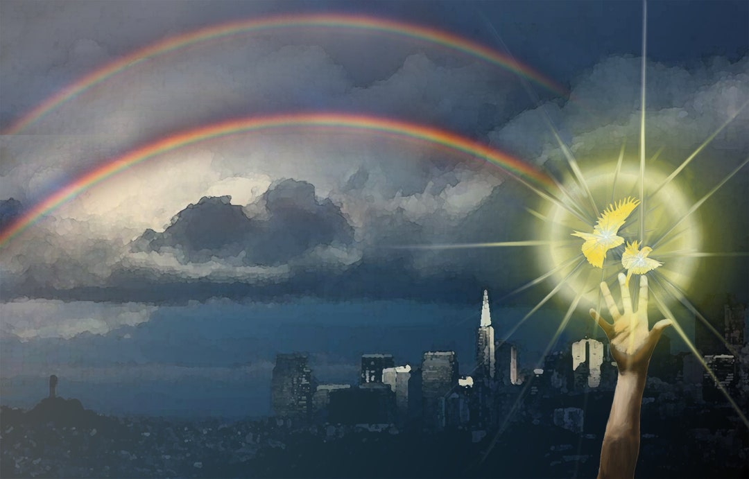 Broken Rainbow Art Print: Fantasy Cityscape Digital Painting (digital ...