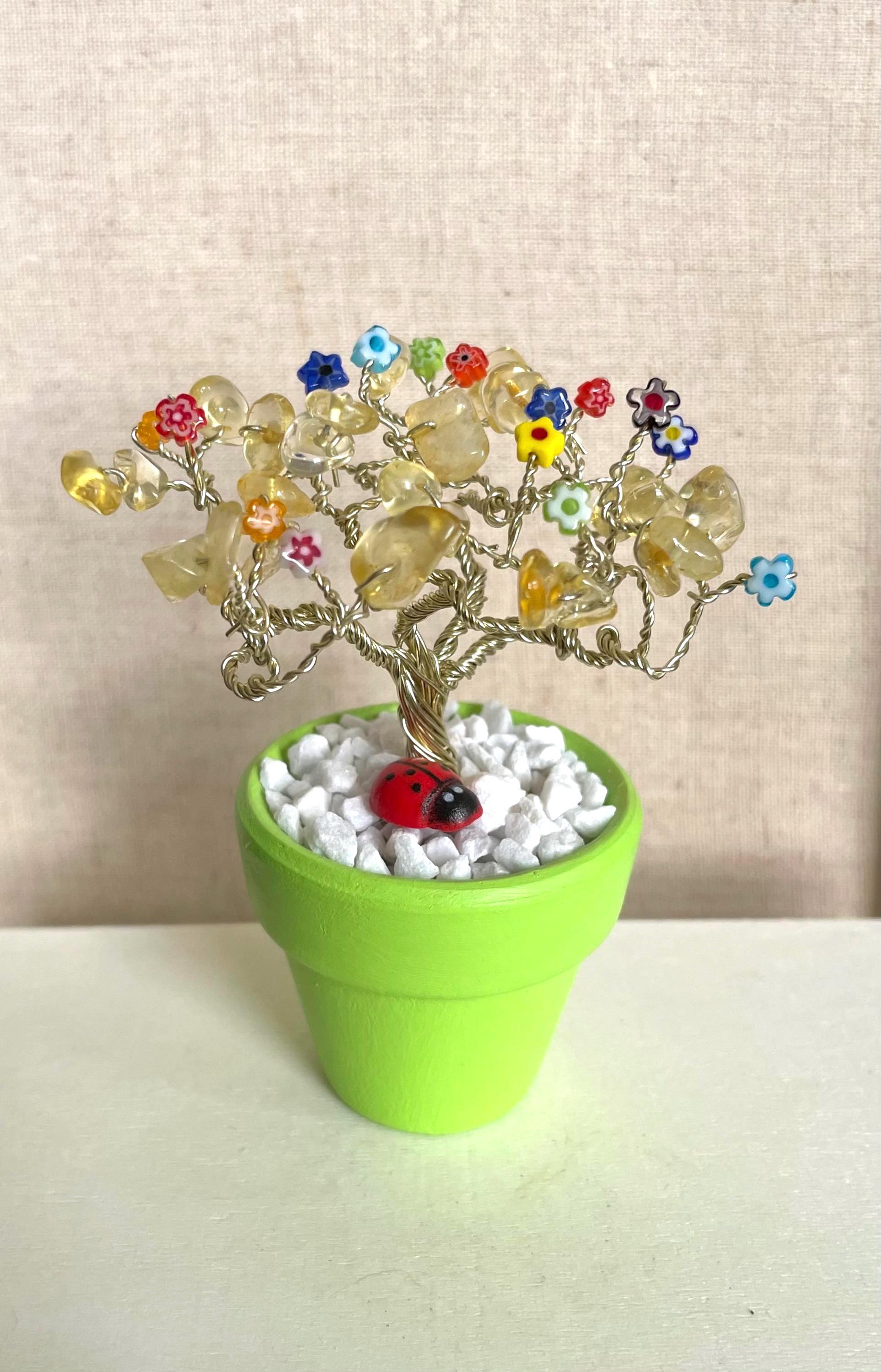 Mini Wire Gemstone Trees With Hand Painted Clay Pots! - Etsy