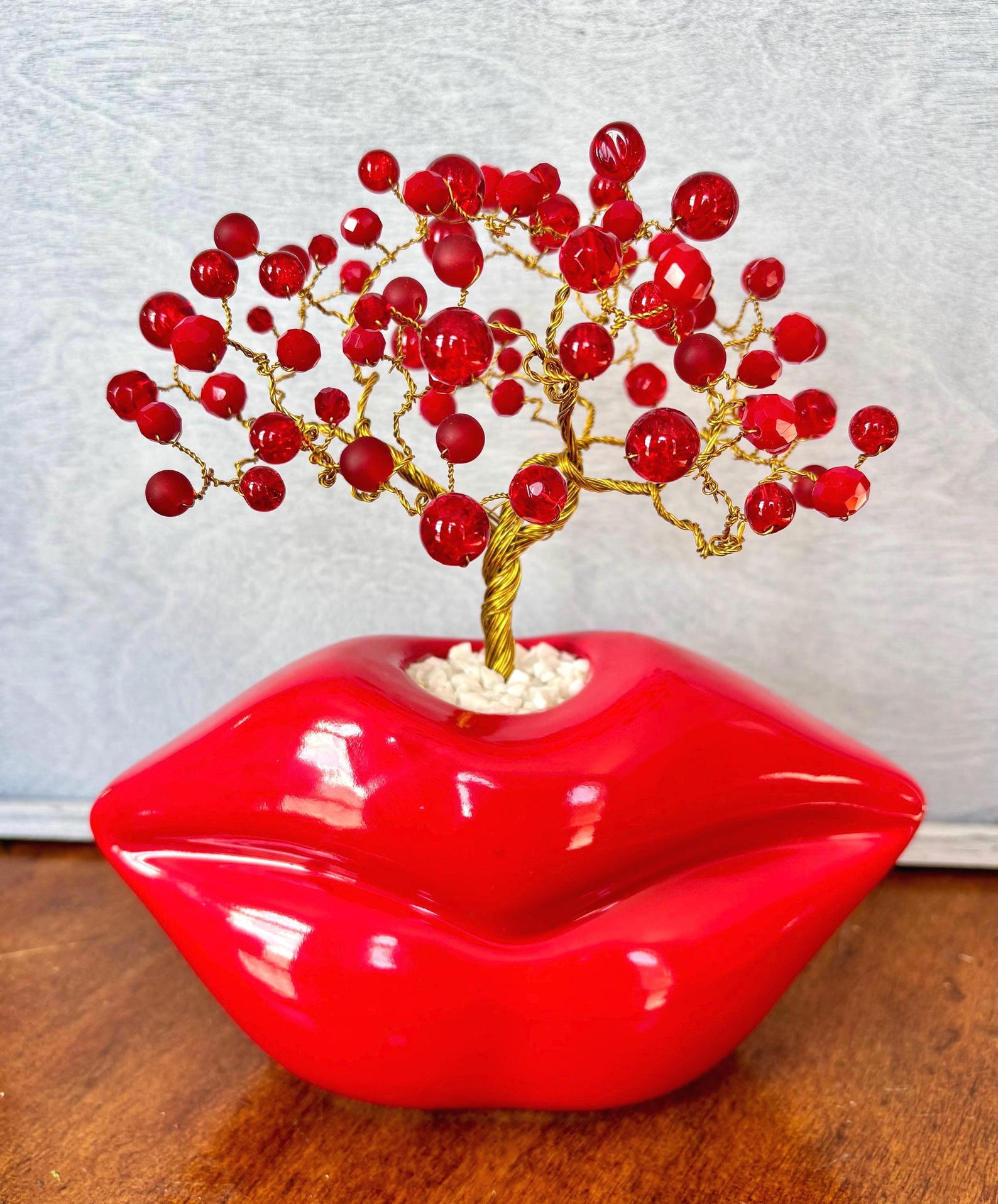 Hot Lips Pop Art Red Crystal Wire Gem Tree, Handcrafted - Etsy Canada