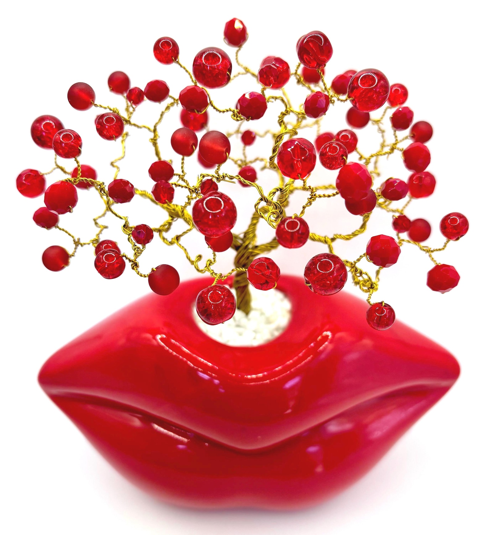 Hot Lips Pop Art Red Crystal Wire Gem Tree, Handcrafted - Etsy Canada