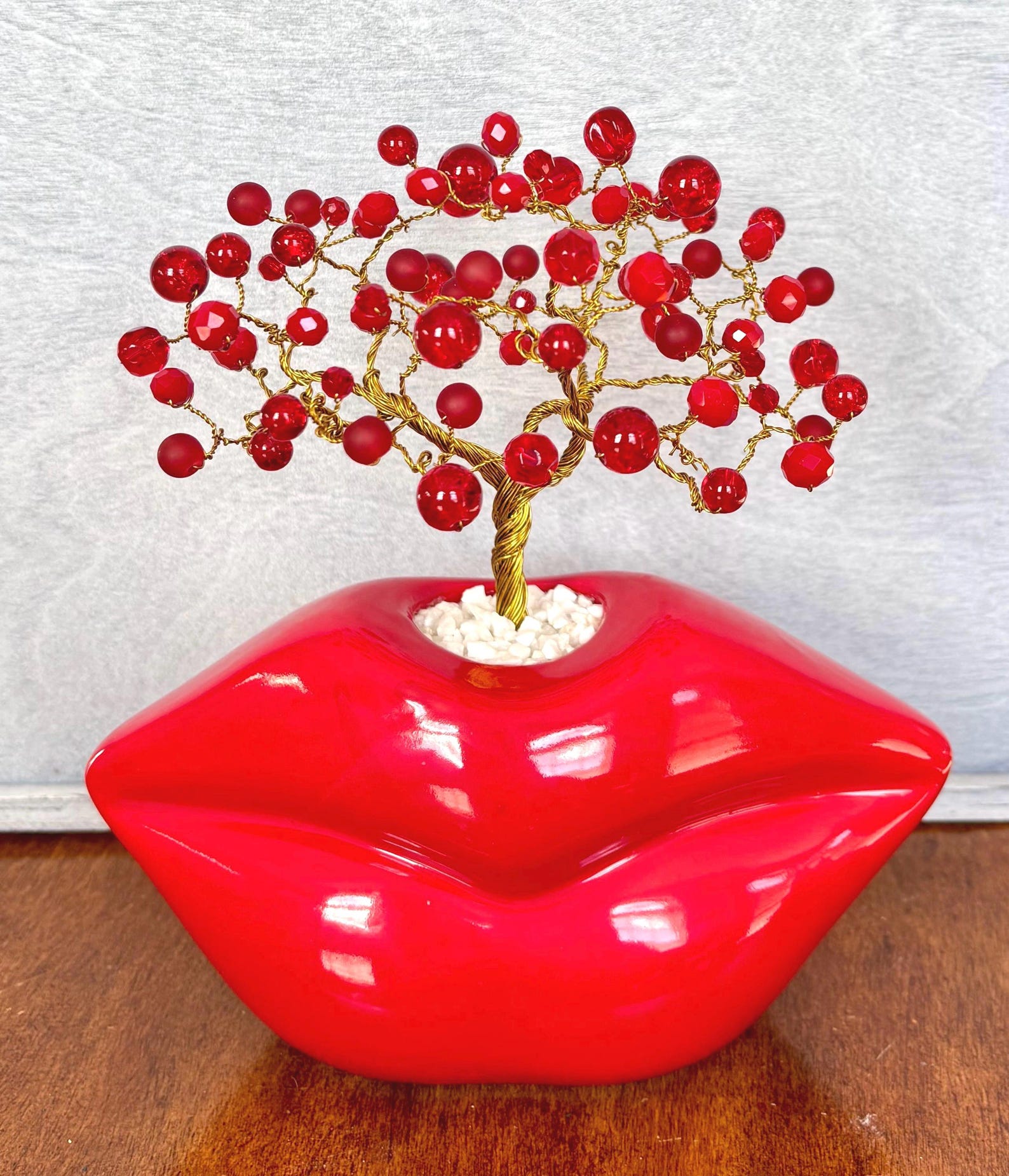 Hot Lips Pop Art Red Crystal Wire Gem Tree, Handcrafted - Etsy Canada