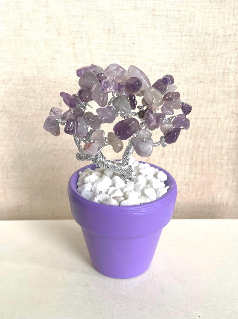 Mini Wire Gemstone Trees With Hand Painted Clay Pots! - Etsy