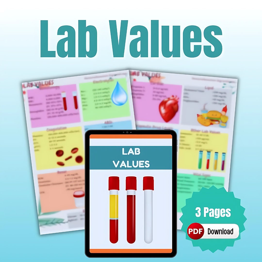 Lab Values Nursing Cheat Sheets, Lab Values Nurse Guide, Laboratory ...