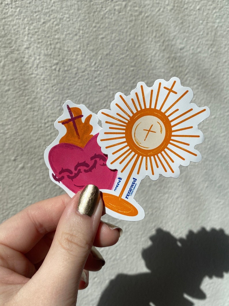 Catholic Stickers!// Eucharist Sticker, Sacred Heart Sticker ...