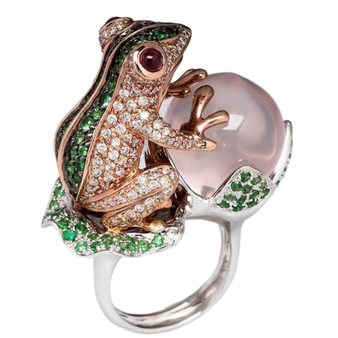 Frog Rings Golden Toad Play Bead Rings Frog Jewelry Ring Lovely Frog ...