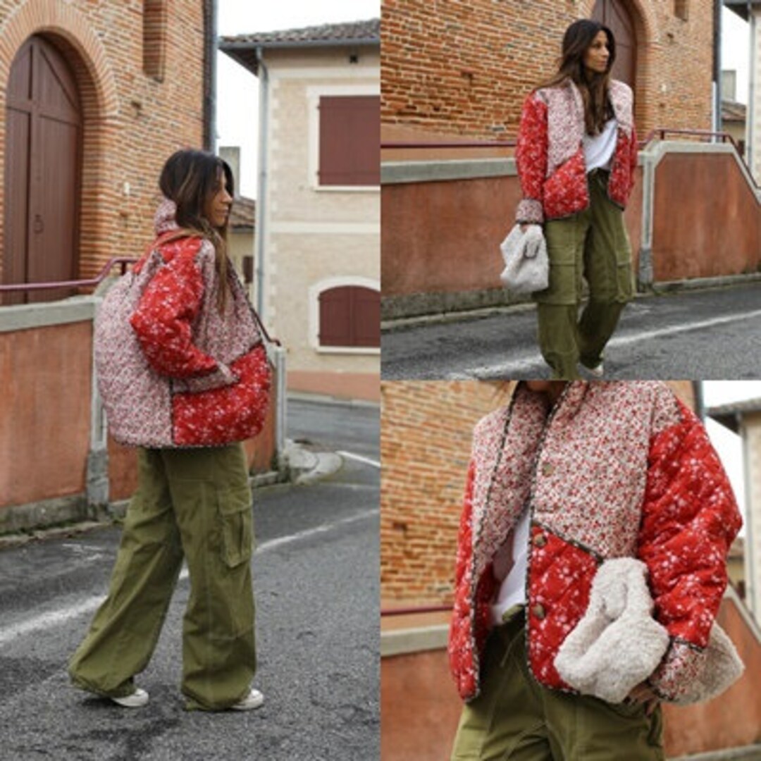 Vintage Floral Fall Jacket Boho Lined Puffer Jacket Winter Floral Fit ...