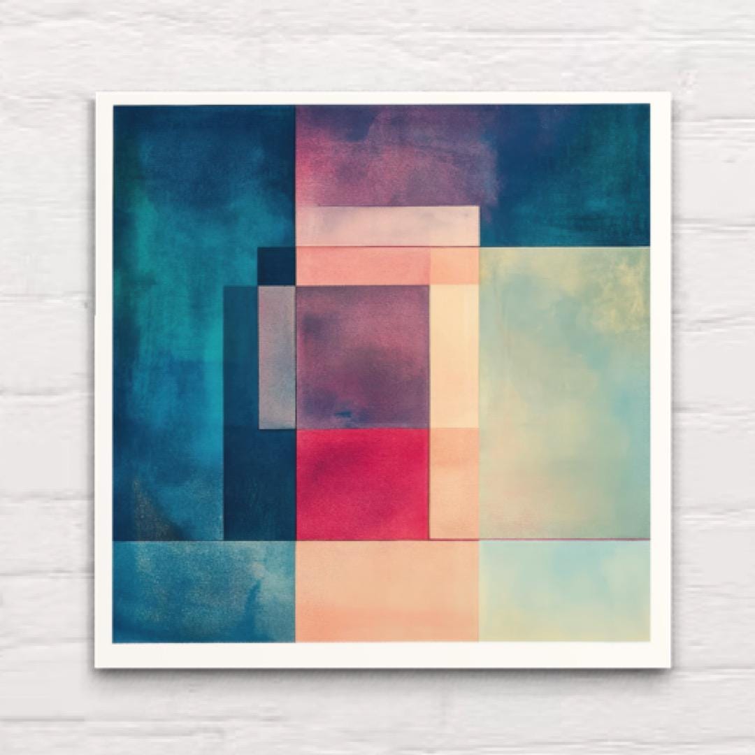 Watercolor Bauhaus Style Abstract Geometric Canvas Wall Art | Modern ...