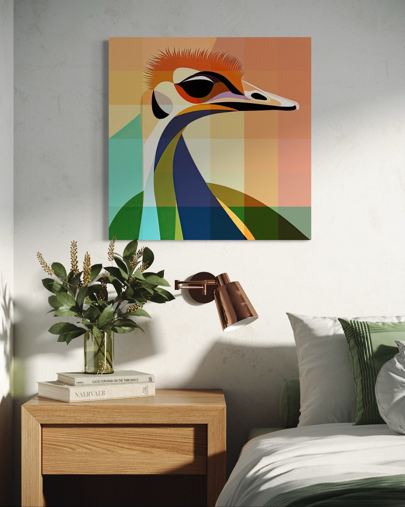 Canvas Wall Art Ostrich Abstract Animal Aesthetic Africa Wall Art ...