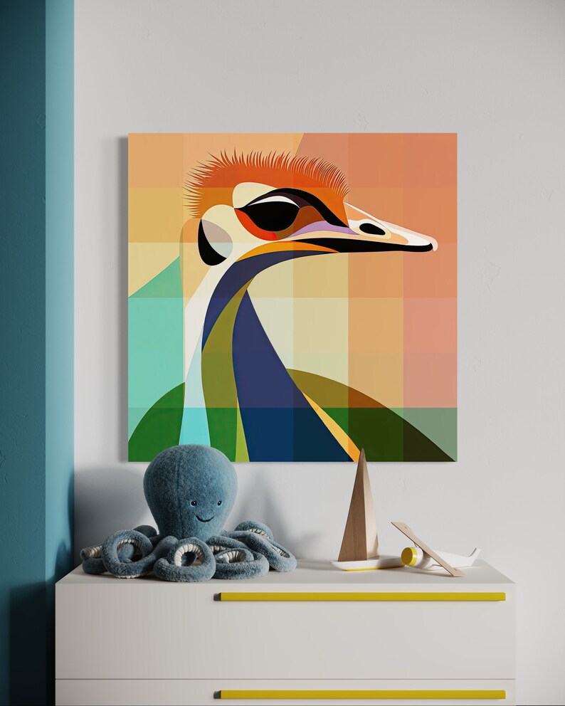 Canvas Wall Art Ostrich Abstract Animal Aesthetic Africa Wall Art ...