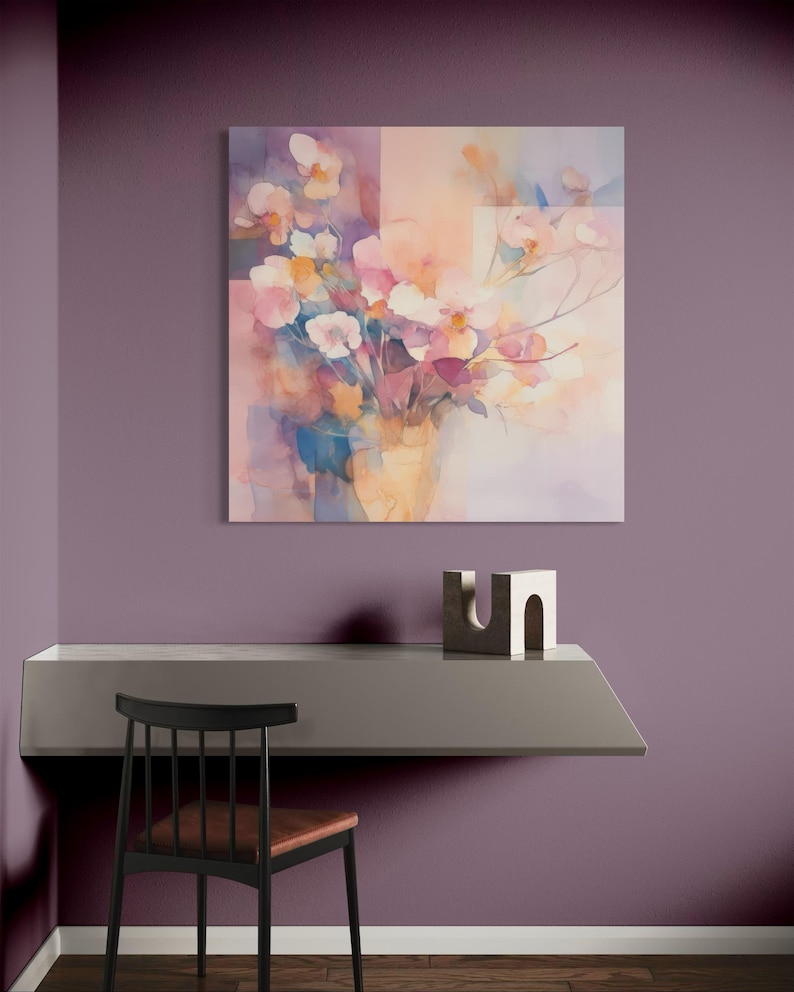 Blush Pink Flower Canvas Art | Soft Watercolor Floral Wall Print ...