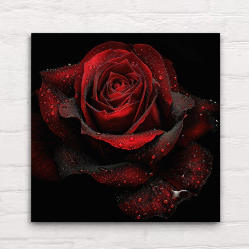 Canvas Wall Art Gothic Rose Black and Red Petals Dark Aesthetic Design ...