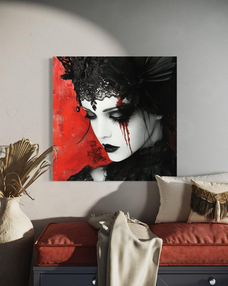 Canvas Wall Art Goth Girl Aesthetic Beautiful Victorian Woman Goth ...