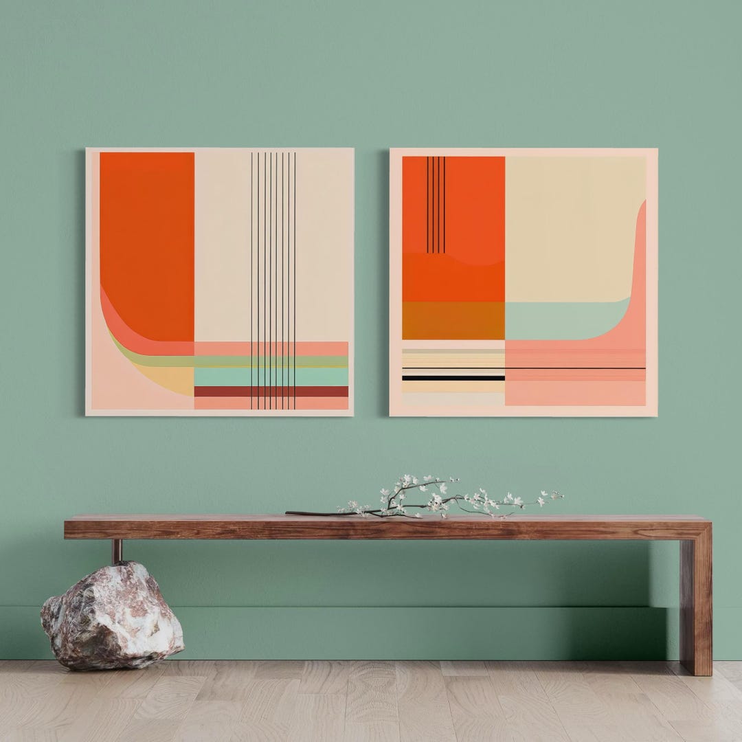 Canvas Wall Art (diptych Set) Scandinavian Swiss Style Minimalist ...