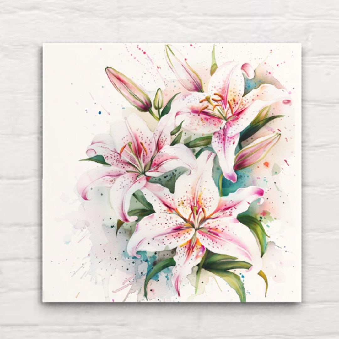 Canvas Wall Art Stargazer Lilies Flower Nature Aesthetic Digital ...