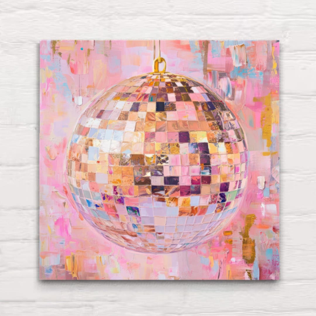 Disco Ball Abstract Wall Art Fantasy Painting Shiny Glam Artwork ...