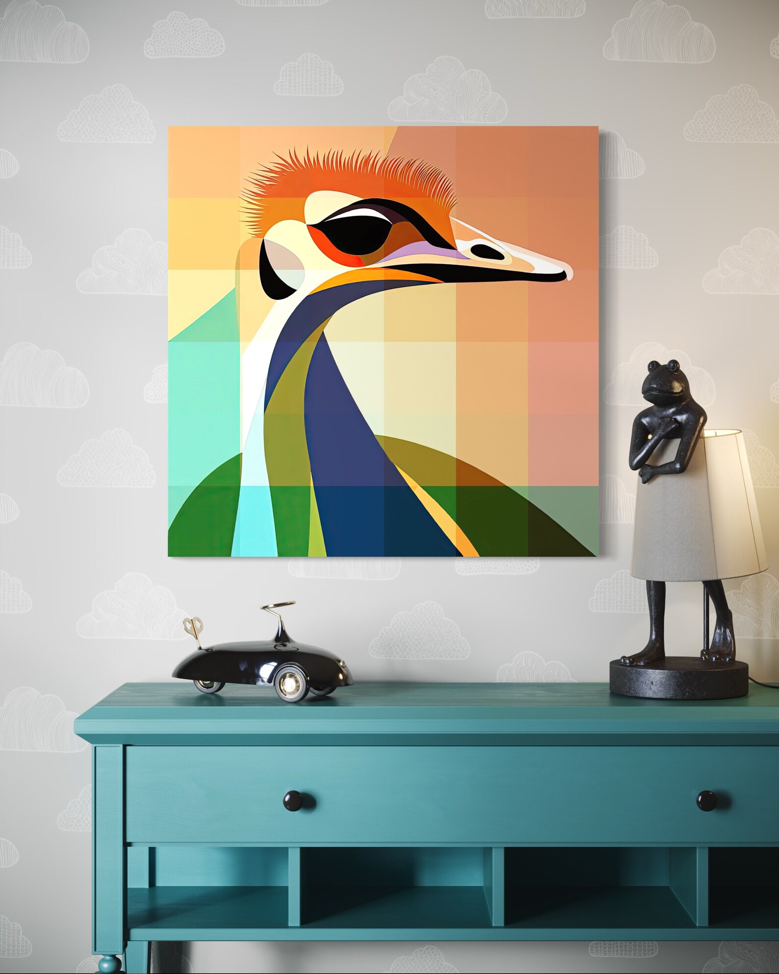 Canvas Wall Art Ostrich Abstract Animal Aesthetic Africa Wall Art ...