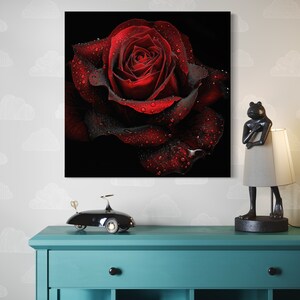 Canvas Wall Art Gothic Rose Black and Red Petals Dark Aesthetic Design ...