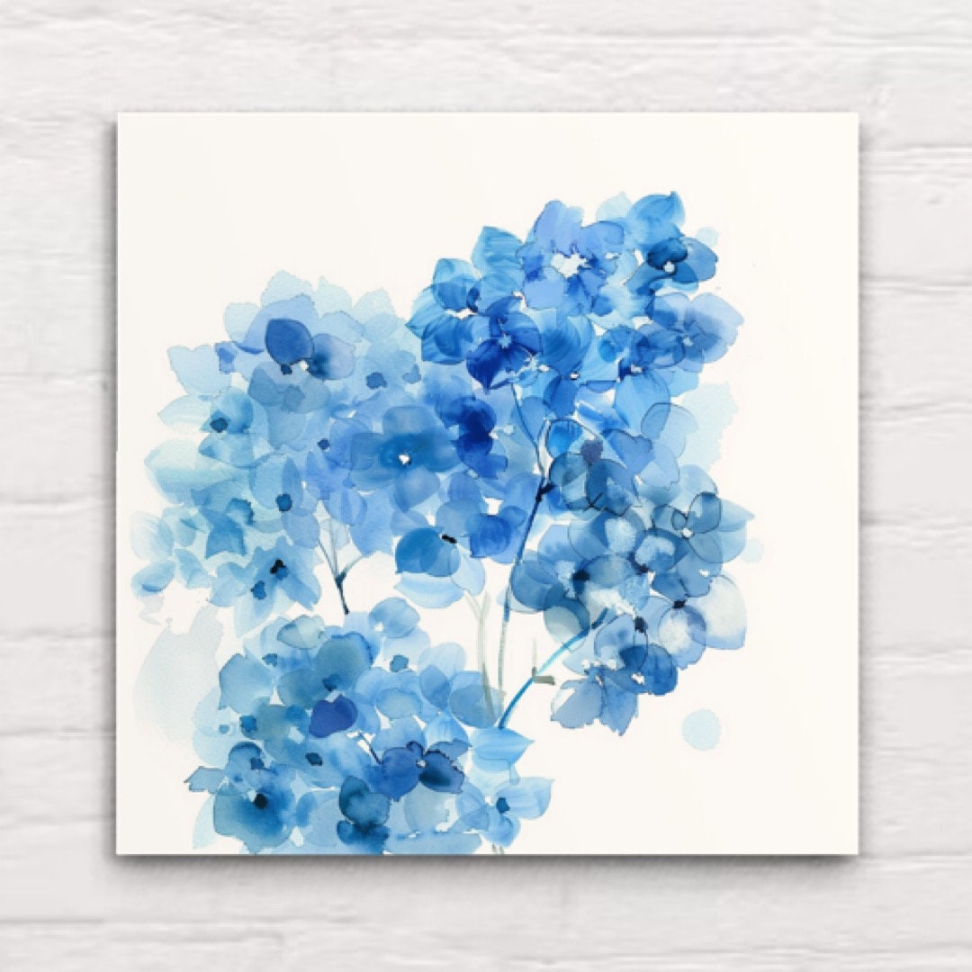 Canvas Wall Art Hydrangeas Flower Blue Nature Aesthetic Digital ...