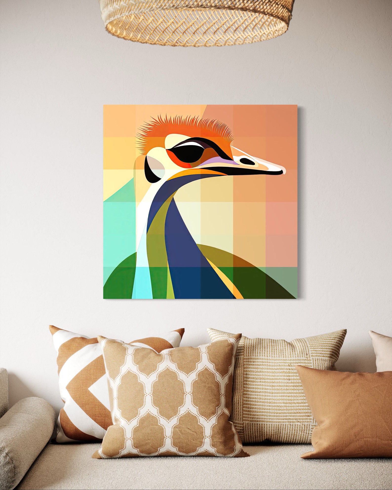 Canvas Wall Art Ostrich Abstract Animal Aesthetic Africa Wall Art ...