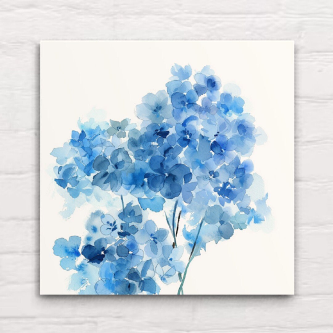 Canvas Wall Art (triptych) Blue Hydrangea Flower Nature Aesthetic ...