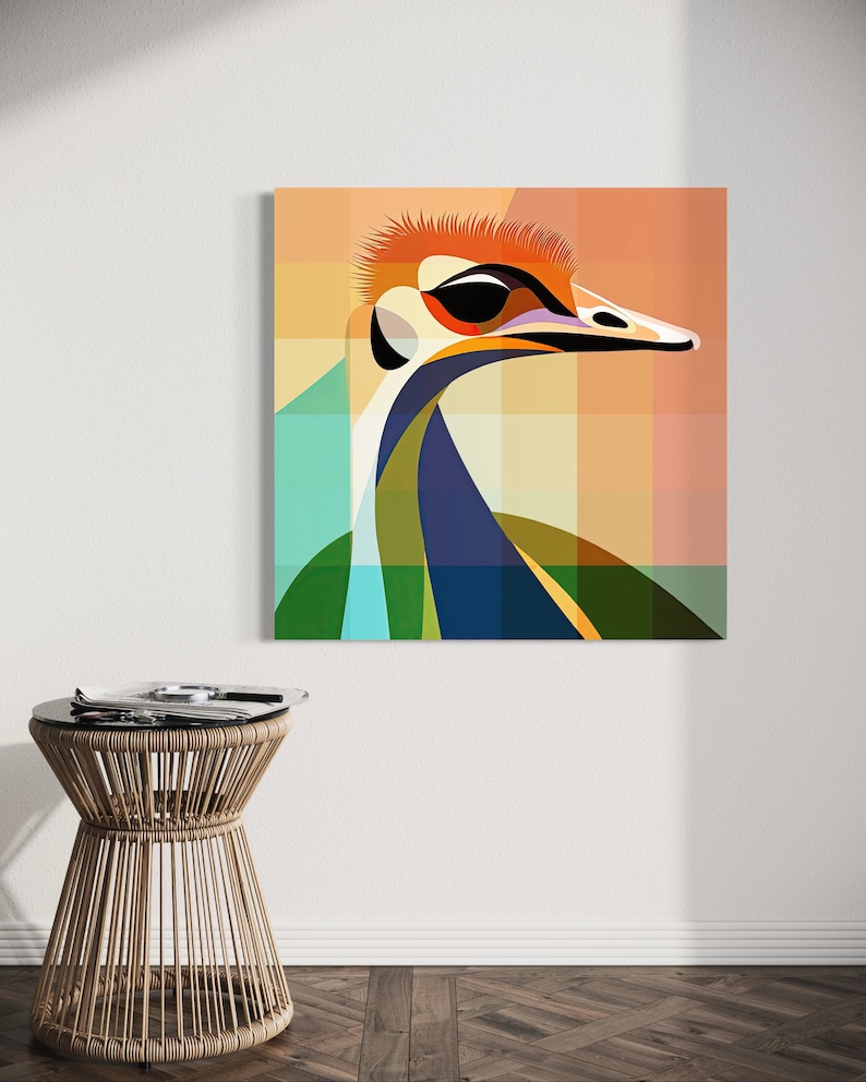 Canvas Wall Art Ostrich Abstract Animal Aesthetic Africa Wall Art ...