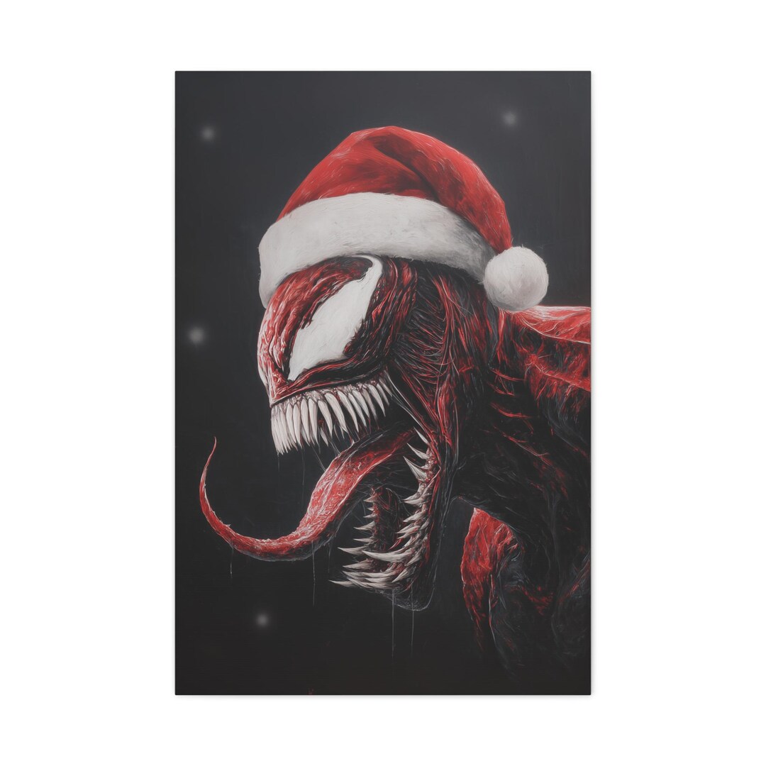 Carnage Symbiote in Santa Hat Canvas Art - Carnage Christmas Art ...