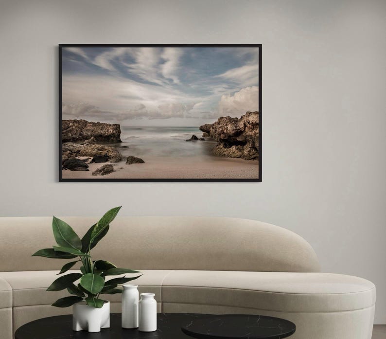 North Shore Oahu Lava Rock Canvas, Hawaii Beach Paper Print, Muted ...