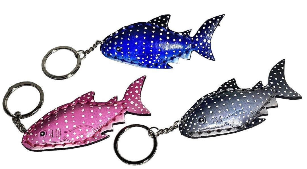 Whale Shark Keychain Handmade Genuine Leather, Keychain for Men and ...