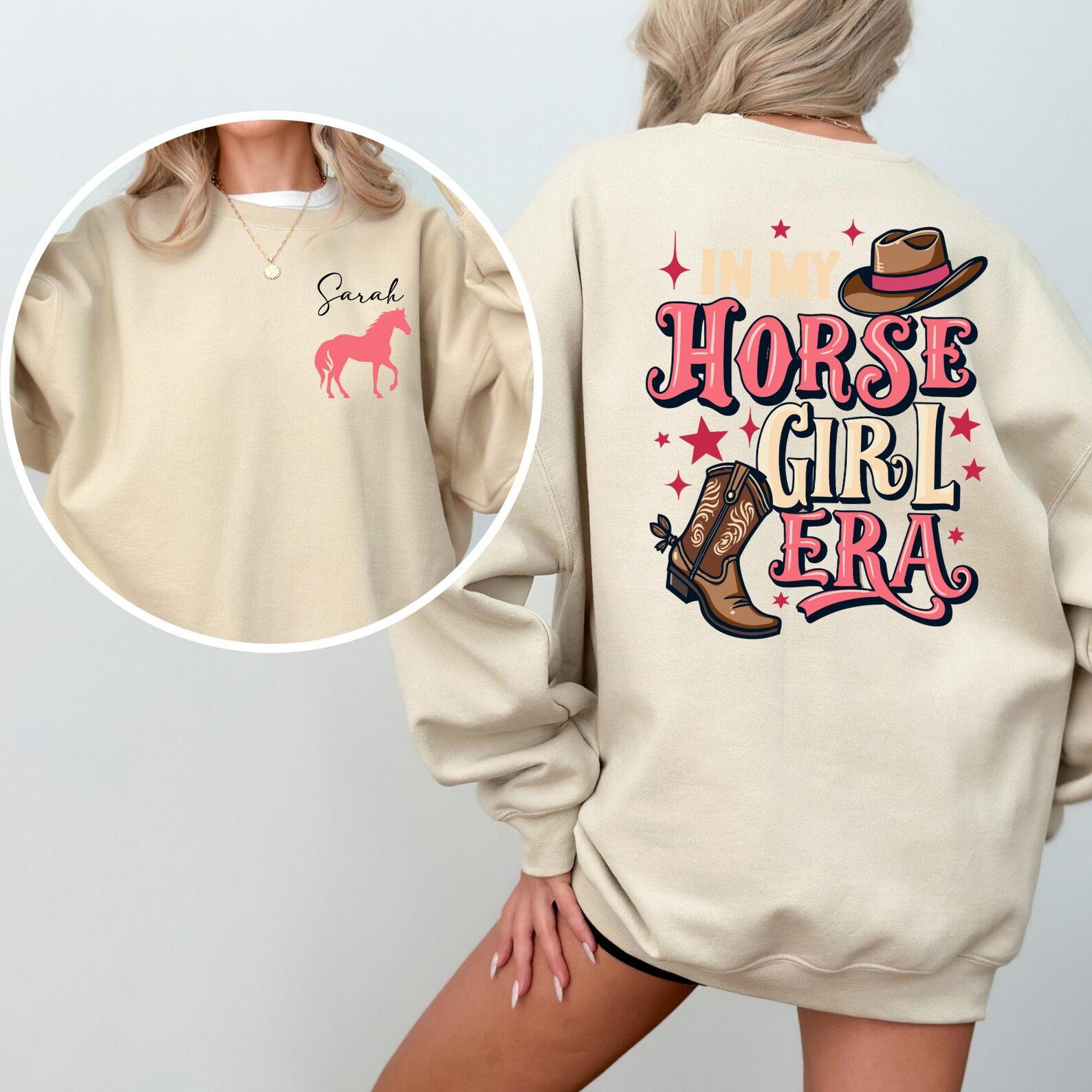 Custom Horse Sweatshirt in My Horse Girl Era Equestrian Name Rodeo ...