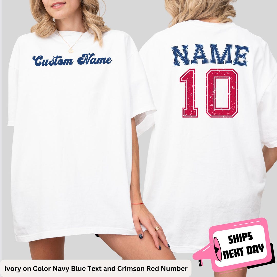 Comfort Colors Custom Team Name Jersey Number Shirt Sports Matching ...