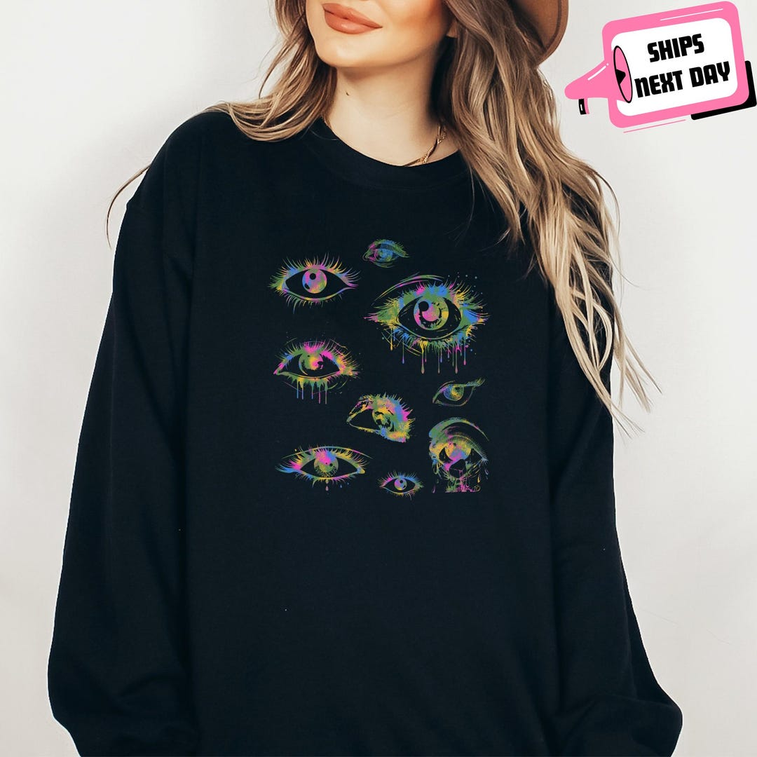 Glitch Eyes Weirdcore Aesthetic Sweatshirt Hoodie Dreamcore Kidcore ...