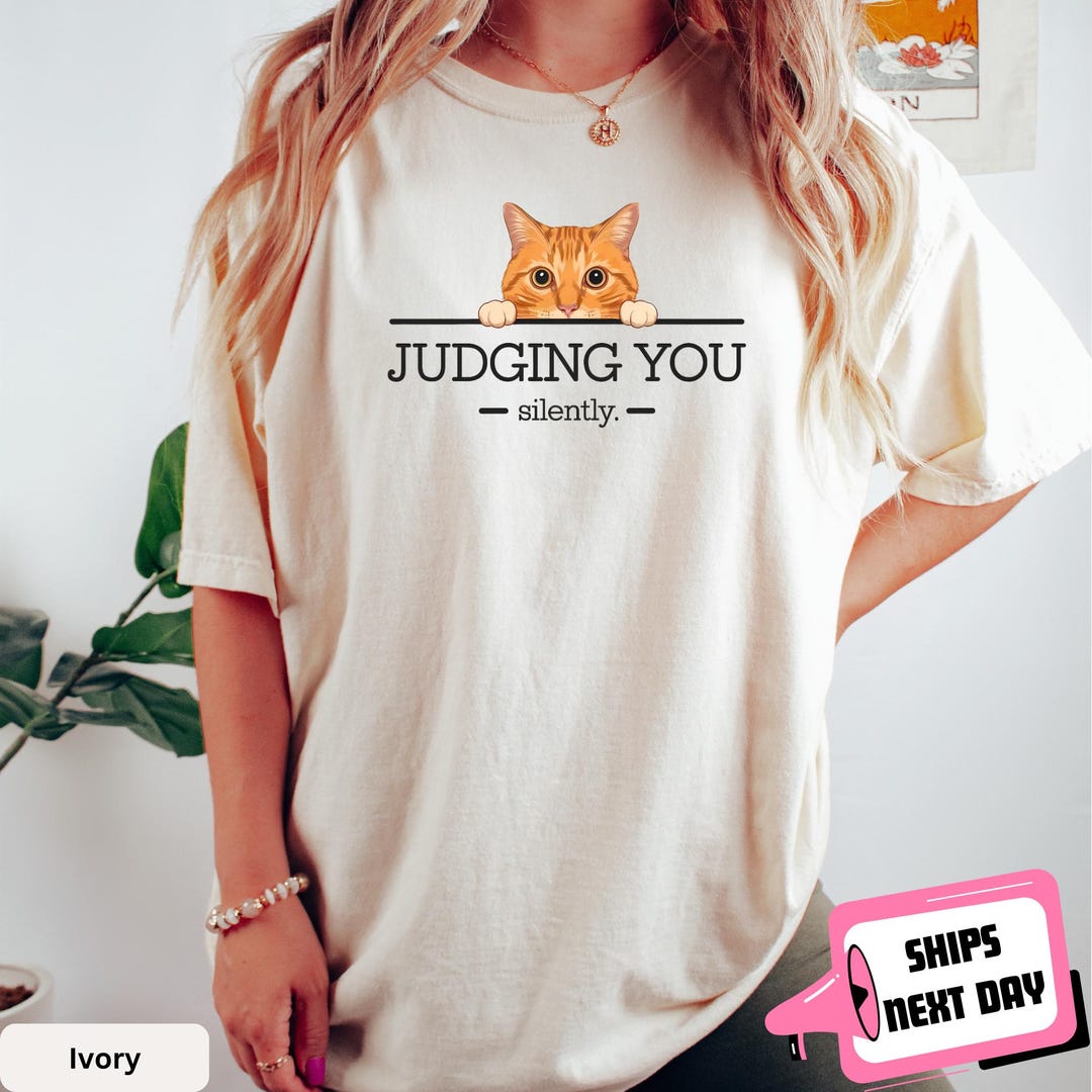 Comfort Colors Orange Cat Judging You Silently Shirt Funny Cat ...