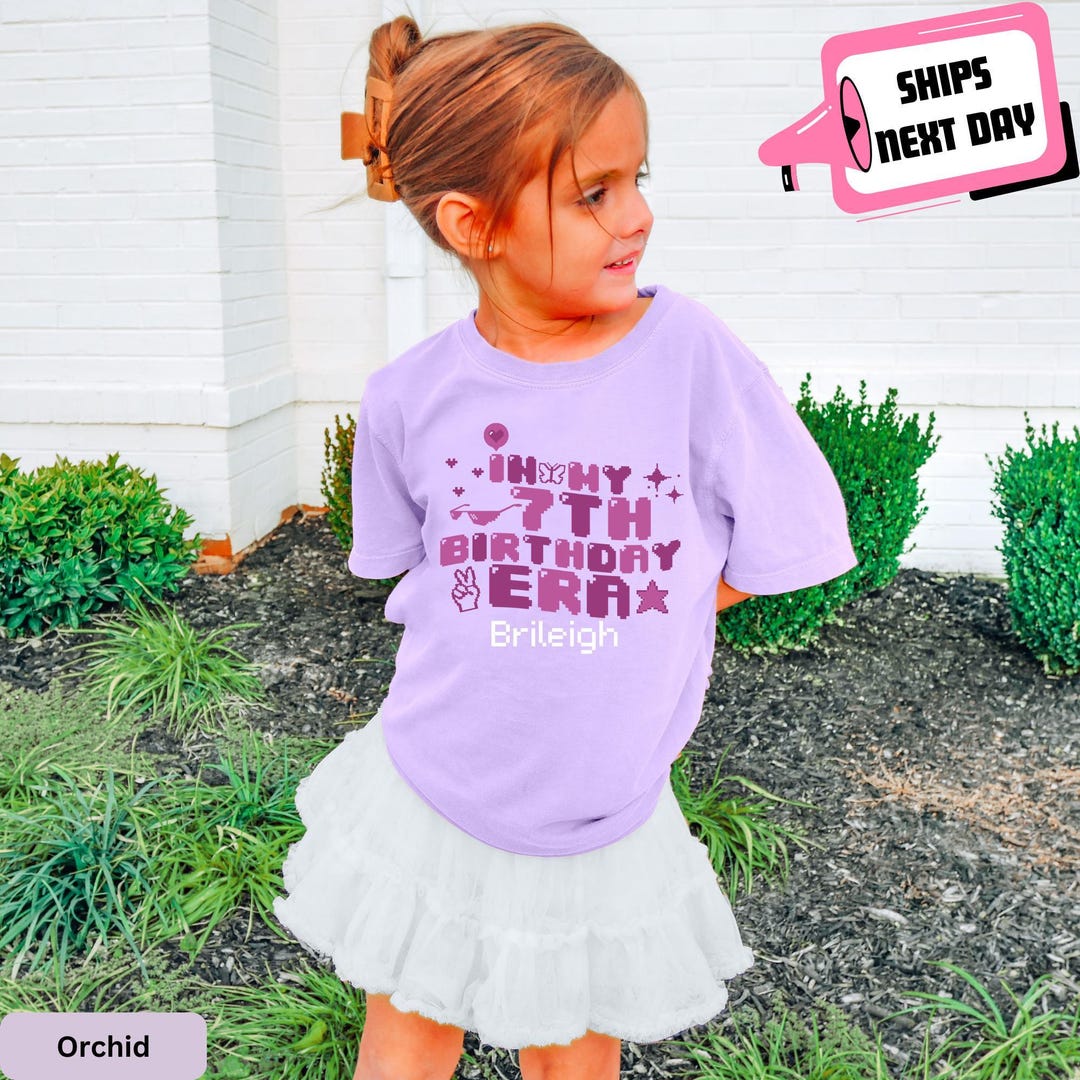 Comfort Colors Custom 7th Birthday Shirt in My 7th Birthday Era Cute ...