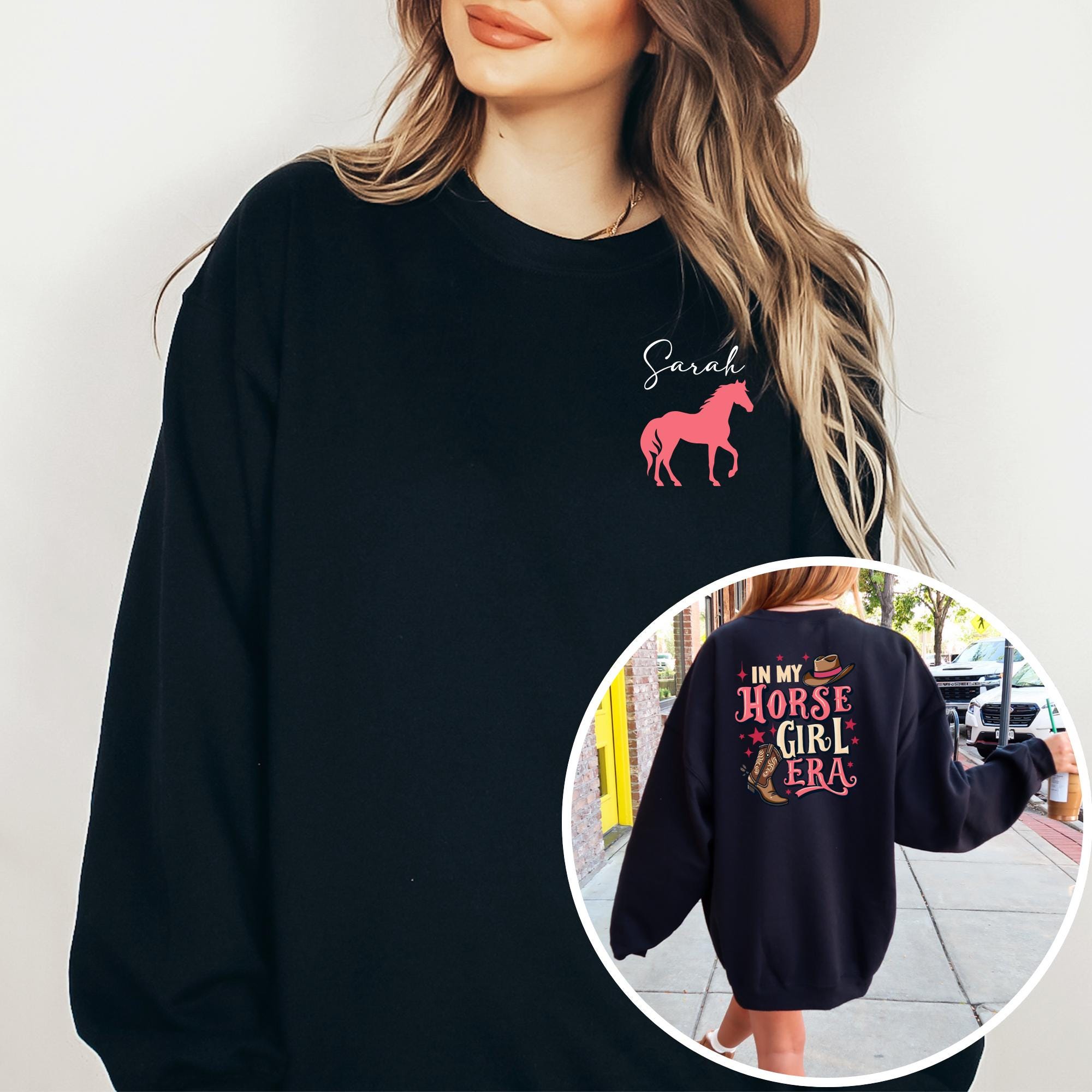 Custom Horse Sweatshirt in My Horse Girl Era Equestrian Name Rodeo ...