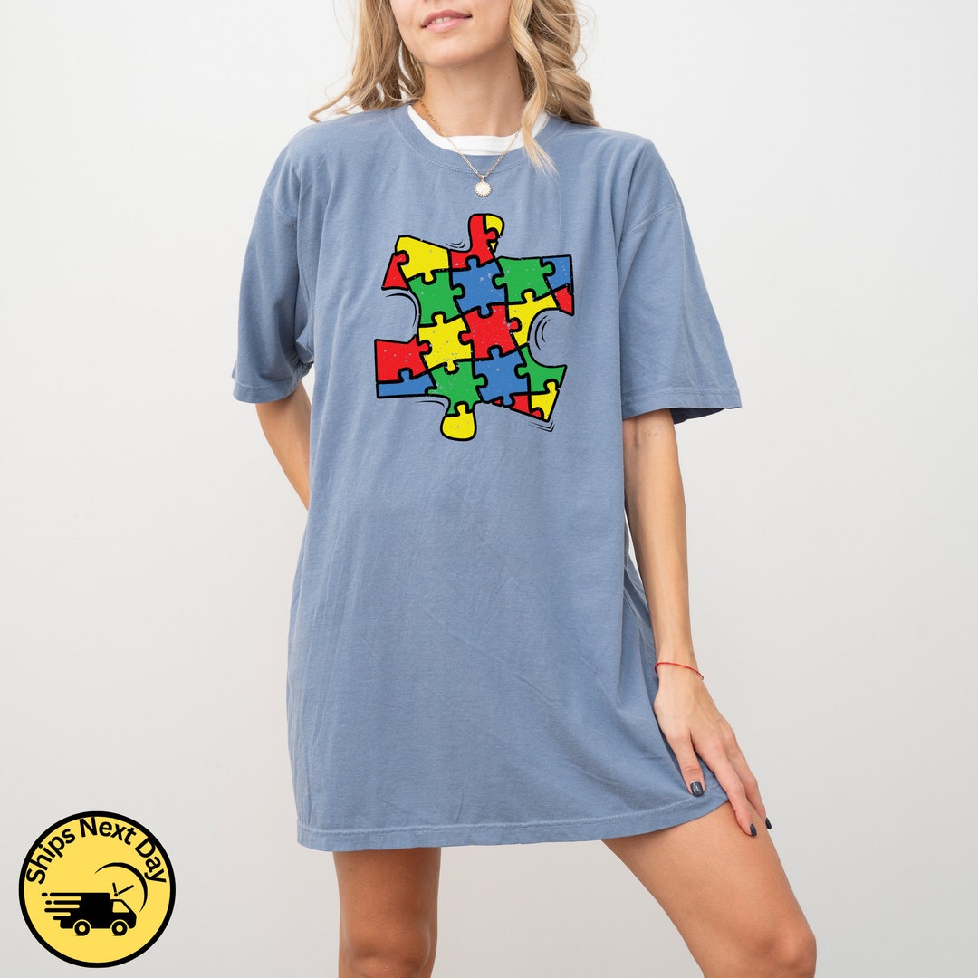 Comfort Colors Autism Puzzle Piece Shirt Autism Awareness Month Gift ...