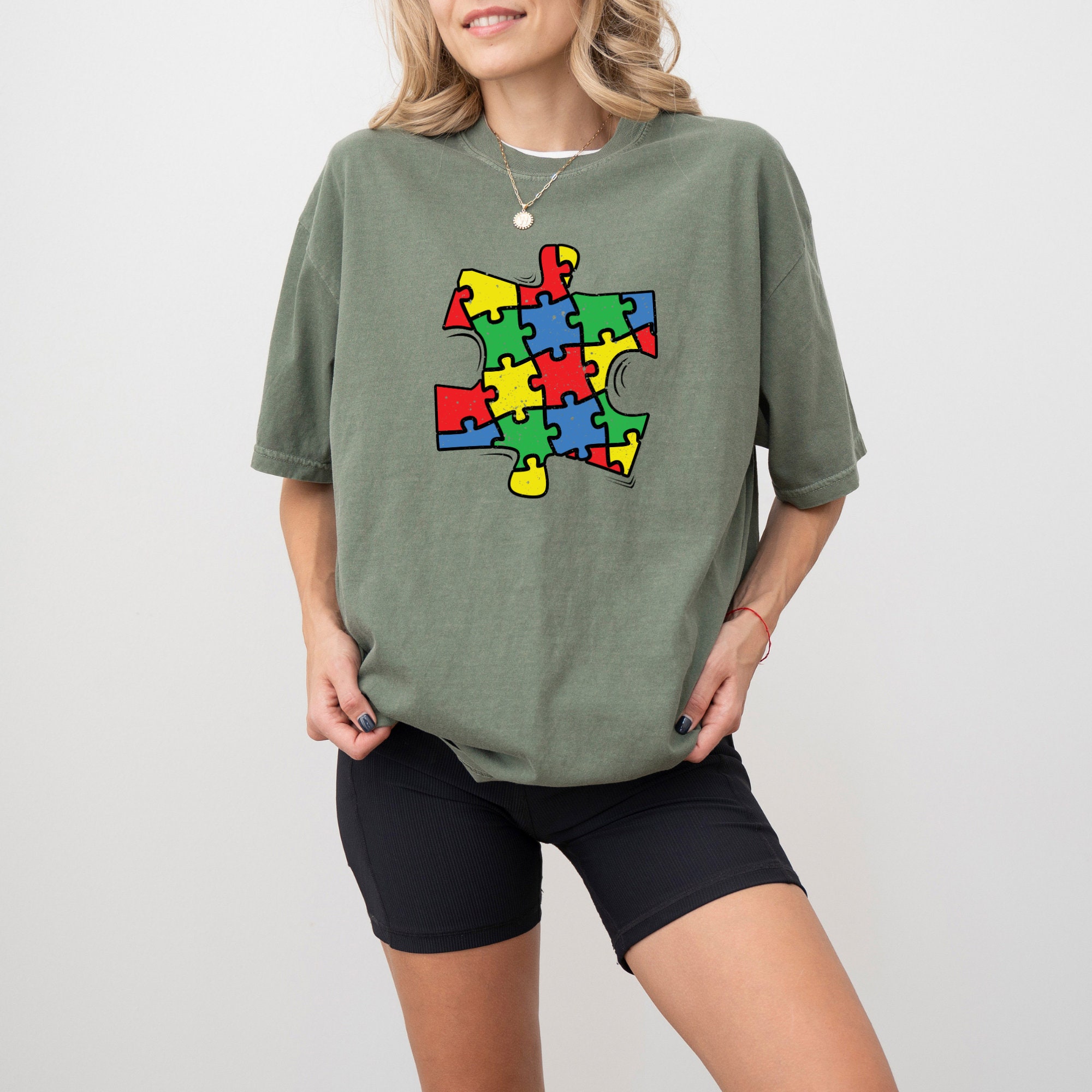 Comfort Colors Autism Puzzle Piece Shirt Autism Awareness Month Gift ...