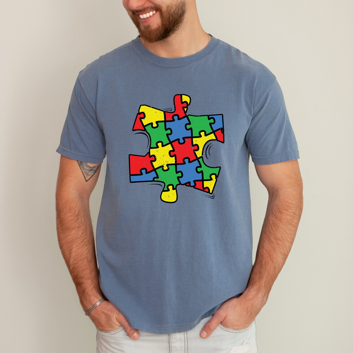 Comfort Colors Autism Puzzle Piece Shirt Autism Awareness Month Gift ...