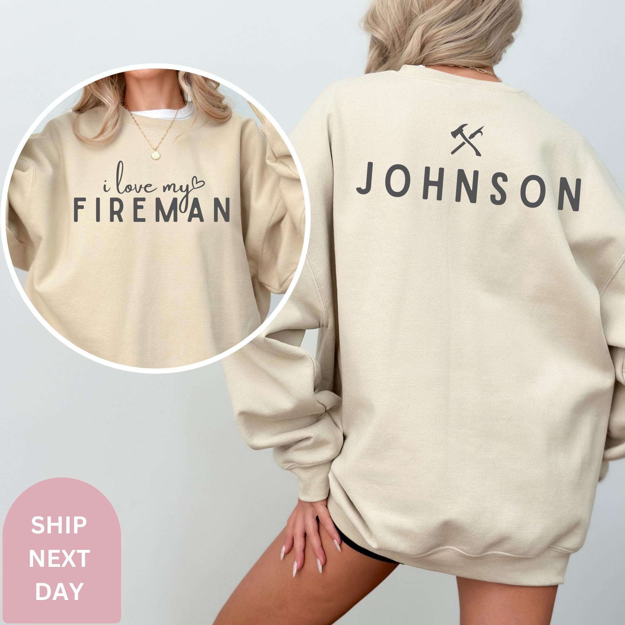 Custom Firefighter Sweatshirt I Love My Fireman Customized Personalized ...