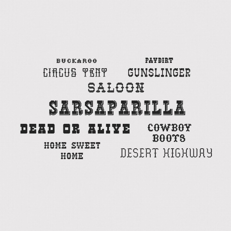 Western Cross Stitch Alphabet Bundle - 10 Wild West Fonts (PDF Patterns ...