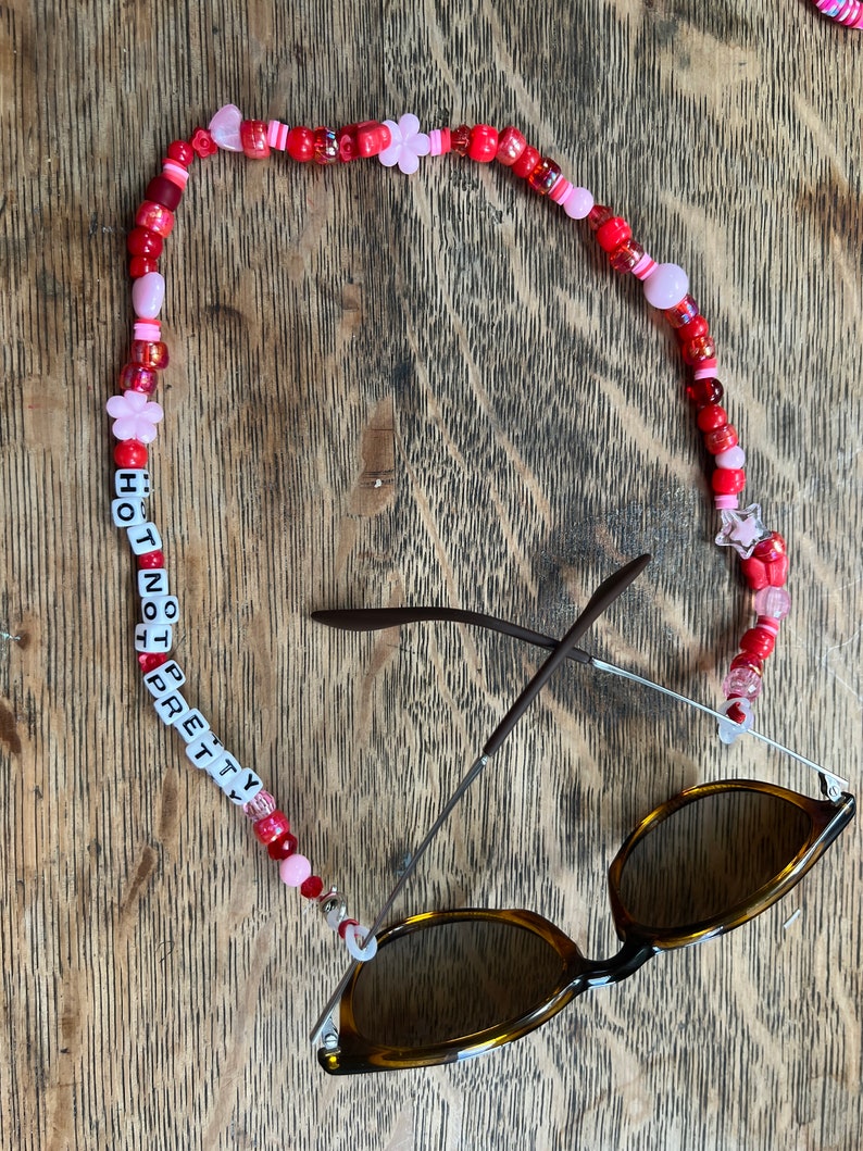 Chappell Roan hot Not Pretty Eyeglass Chain, Red & Pink MADE TO ORDER ...