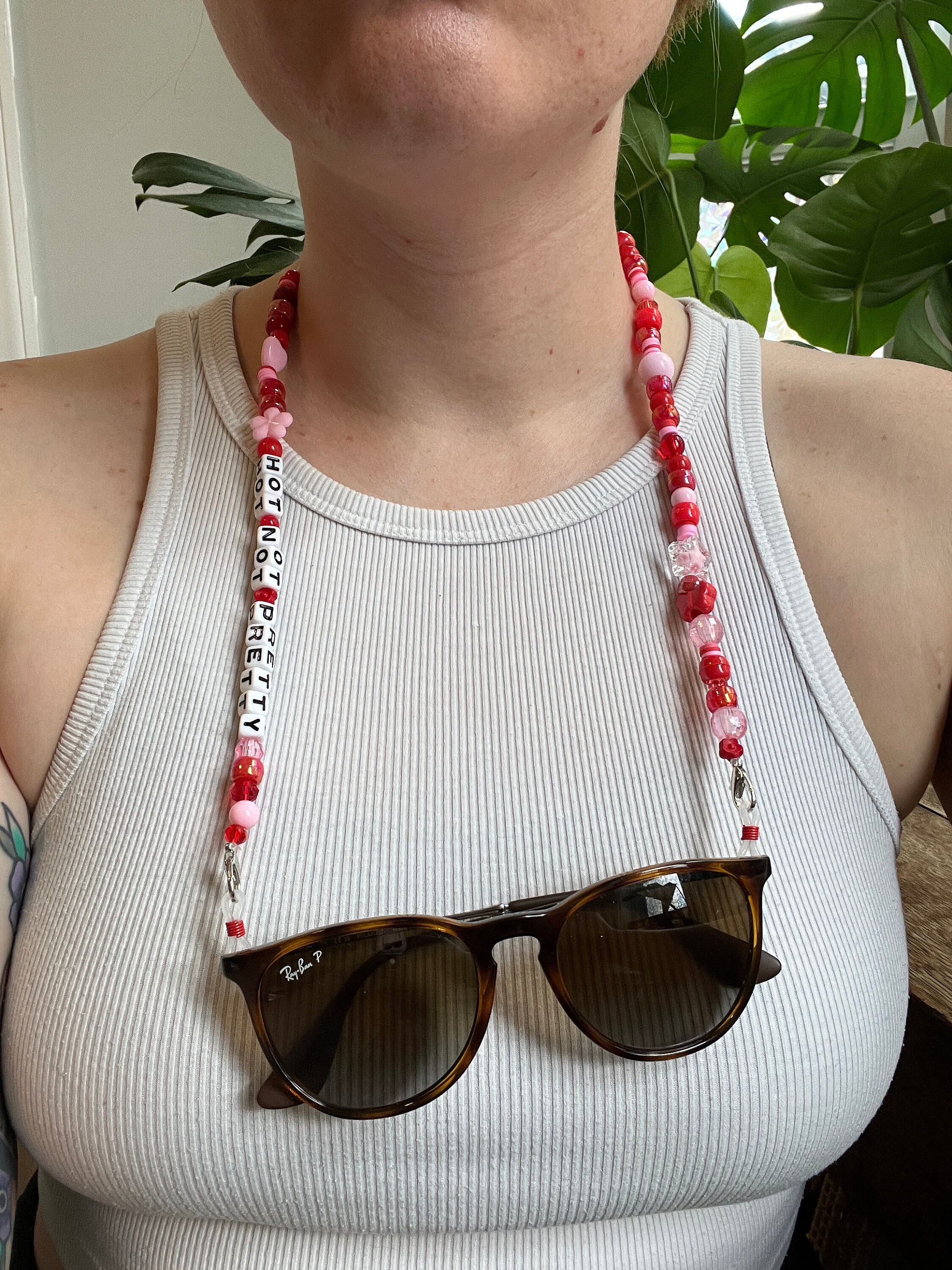 Chappell Roan hot Not Pretty Eyeglass Chain, Red & Pink MADE TO ORDER ...