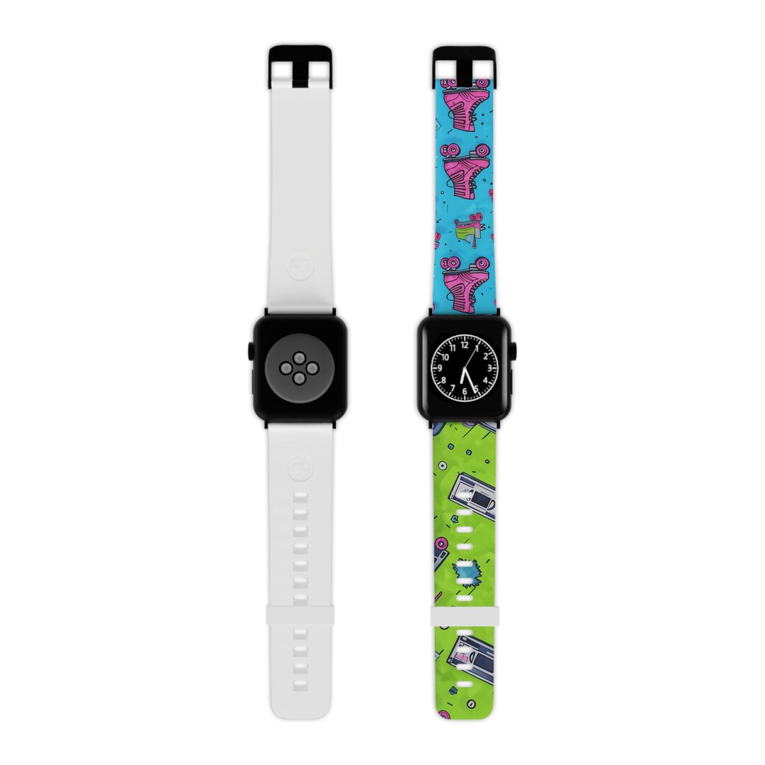 Retro Pop Culture Vibes - 90s Neon Nostalgia Icons - Watch Band for ...