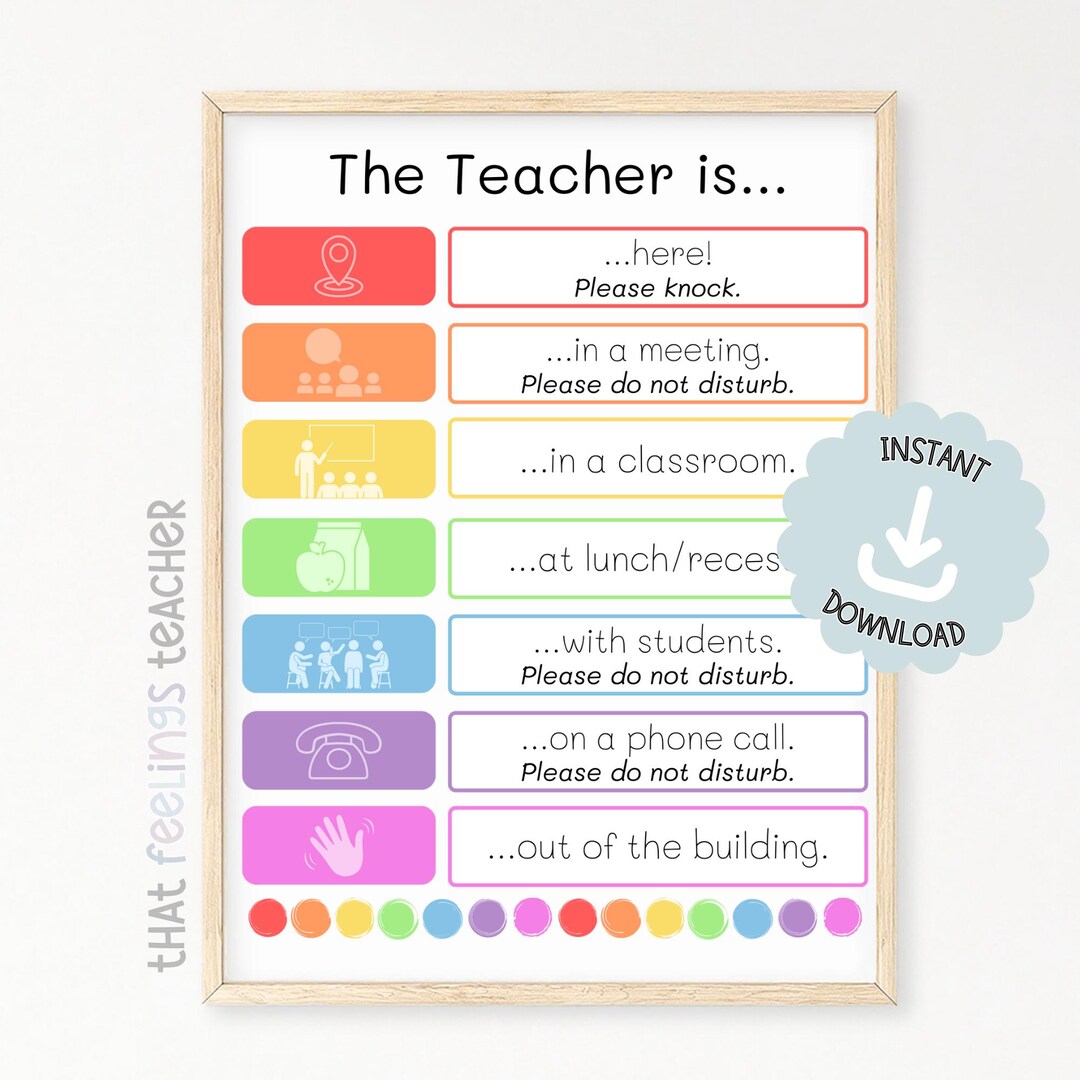 Teacher Location Door Sign, Printable Classroom Sign (digital Download ...