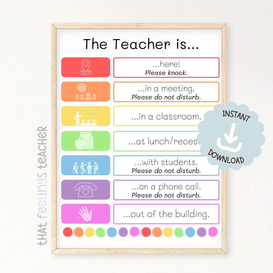 Teacher Location Door Sign, Printable Classroom Sign (digital Download ...