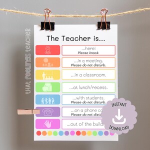 Teacher Location Door Sign, Printable Classroom Sign (digital Download ...