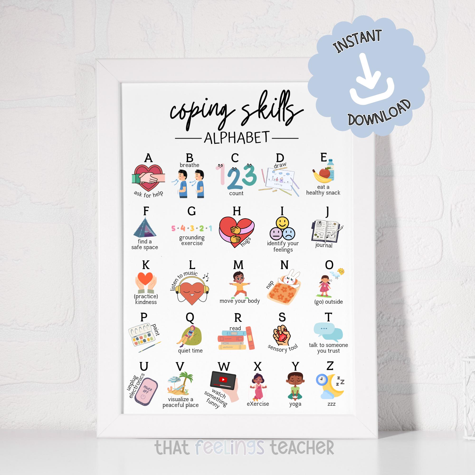 Coping Skills Alphabet Poster Print, Coping Strategies A-Z, ABC Coping ...