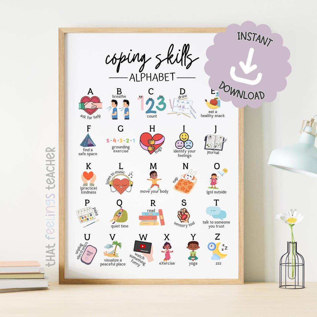Coping Skills Alphabet Poster Print, Coping Strategies A-Z, ABC Coping ...