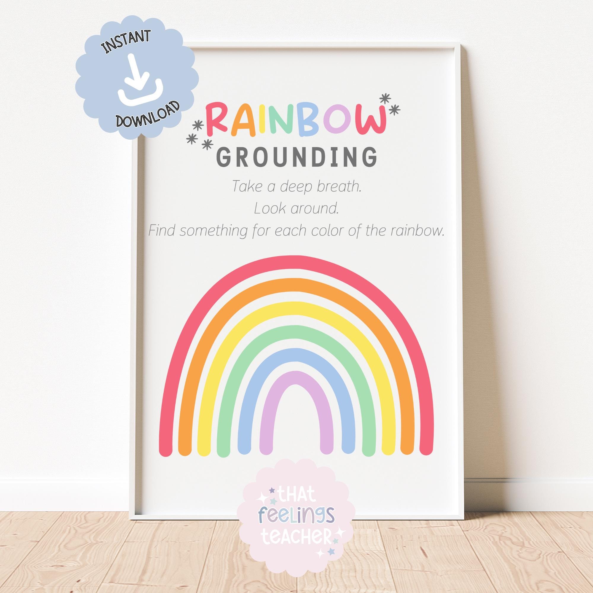 Rainbow Grounding Technique, Classroom Calm Down Poster (digital ...