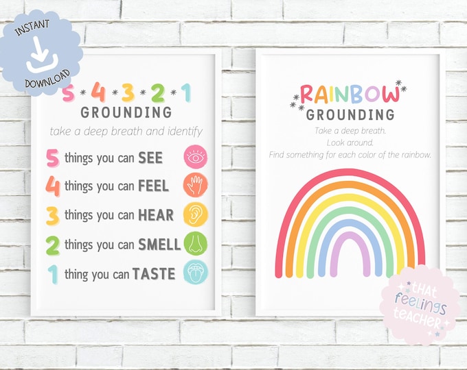 54321 Grounding Technique Poster Colour| Anxiety Tools | Coping ...