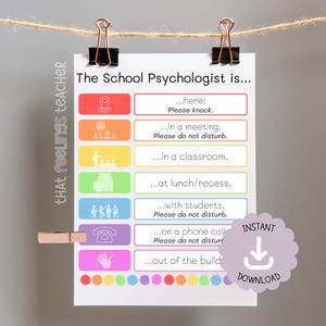 School Psychologist Door Sign, Where is Printable (digital Download) - Etsy